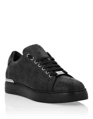 Philipp Plein Low Top Sneakers Carson Monogram Strass - Black/black