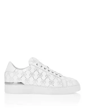 Philipp Plein Low Top Sneakers Carson Monogram Strass - White