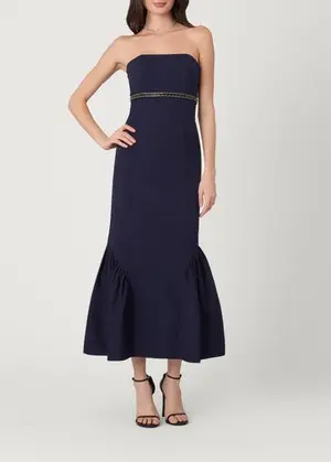 Shoshanna Midnight Embellished Cotton Faille Ashton Dress