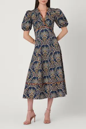 Shoshanna Balinese Palm Print Gemma Dress