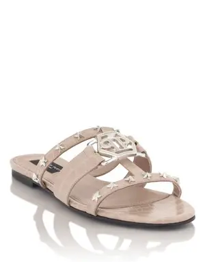 Philipp Plein Cocco Print Slides Stars Hexagon - Beige