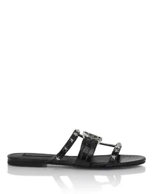 Philipp Plein Cocco Print Slides Stars Hexagon - Black
