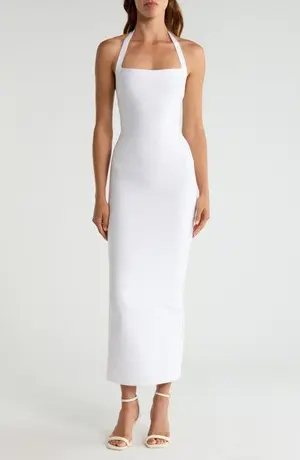 House Of Cb The Silhouette Halter Neck Bandage Midi Dress - White