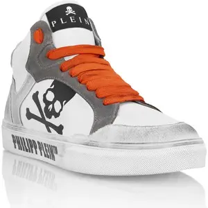 Philipp Plein High Top Sneakers - White/orangefluo