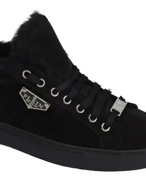 Philipp Plein Suede And Sheepskin Low Top Sneakers
