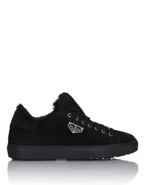 Philipp Plein Suede And Sheepskin Low Top Sneakers