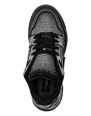 Philipp Plein Suede Lo-top Sneakers Strass Hexagon - Black