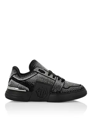 Philipp Plein Suede Lo-top Sneakers Strass Hexagon - Black
