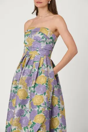 Shoshanna Midnight Petunia Jacquard Carlisle Dress
