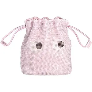 ANYA HINDMARCH Eyes Crystal Mesh Drawstring Pouch - Pink
