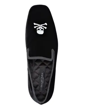 Philipp Plein Velvet Loafers Embroidery Skull