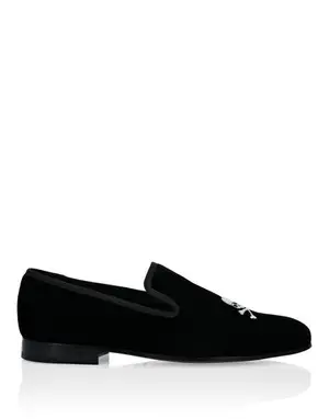 Philipp Plein Velvet Loafers Embroidery Skull