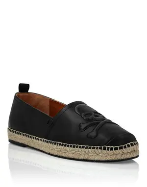Philipp Plein Leather Espadrillas Skull - Black