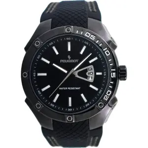 PEUGEOT Sports Calendar Silicone Rubber Watch44mm - Black