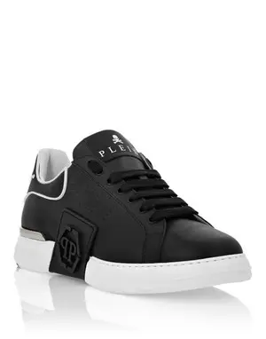 Philipp Plein Nappa Leather Sneakers Low Top Hexagon Unisex Black