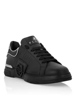 Philipp Plein Nappa Leather Sneakers Low Top Hexagon - Black/black