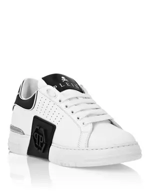 Philipp Plein Nappa Leather Sneakers Low Top Hexagon - White/black