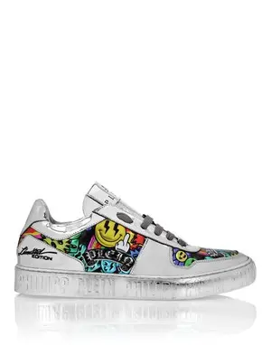 Philipp Plein Mirror Leather Lo-top Sneakers Smile - Silver
