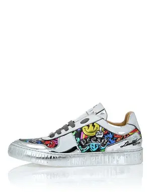 Philipp Plein Mirror Leather Lo-top Sneakers Smile