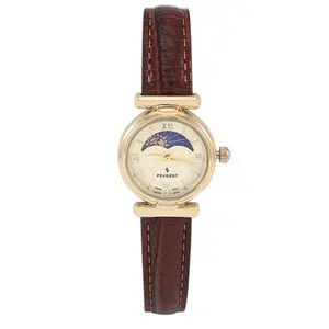 PEUGEOT Petite Sun Moon Glossy Leather Watch- 25mm - Champagne