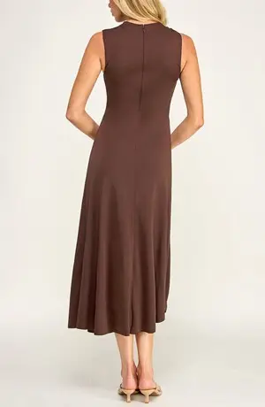 SOCIALITE Asymmetrical Knit Midi Dress - Brown