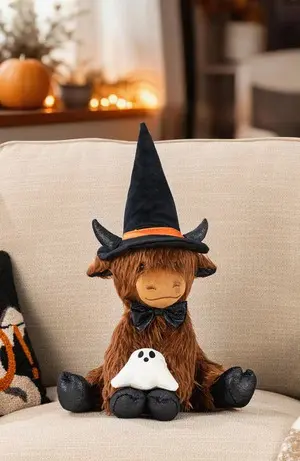 GLITZHOME Halloween Fall Or Christmas Fabric Highland Cow - Black