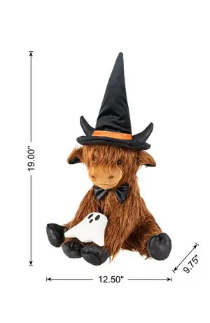 GLITZHOME Halloween Fall Or Christmas Fabric Highland Cow - Black