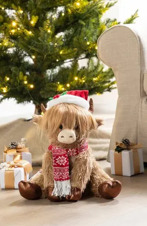GLITZHOME Halloween Fall Or Christmas Fabric Highland Cow - Brown