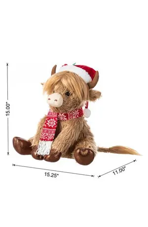 GLITZHOME Halloween Fall Or Christmas Fabric Highland Cow - Brown