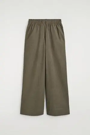 Cos Crinkled-jersey Wide-leg Pants - Beige