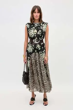Rixo Coralie Amelia Gremlin Mix Maxi Dress