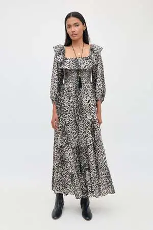 Rixo Nina Leopard Print Maxi Dress - Brown