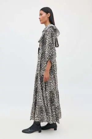 Rixo Nina Leopard Print Maxi Dress