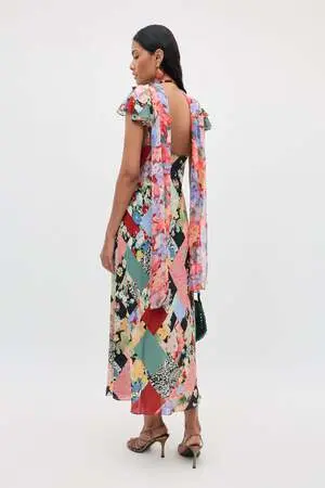 Rixo Adele Olivia Patchwork Midi Dress