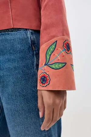 Rixo Karmen Folk Bloom Appliqué Brown Regular