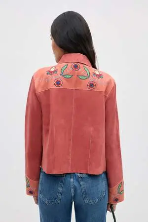 Rixo Karmen Folk Bloom Appliqué Brown Regular