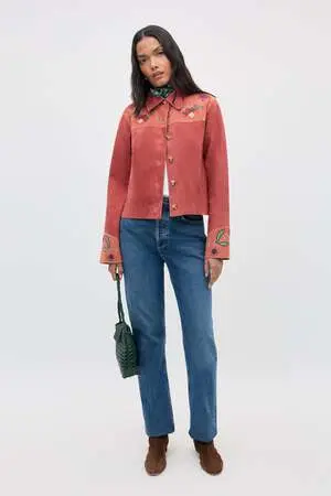 Rixo Karmen Folk Bloom Appliqué Brown Regular