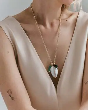 BY PARIAH Large Pebble Pendant In Aventurine | 14k
