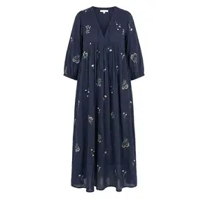 Adrift Clothing Cairo Boho Dress In Seraphine - Blue