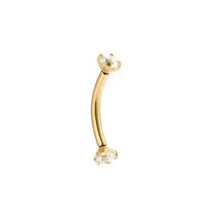 VANCHI Crystal Titanium Rook Barbell - Gold