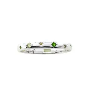 NASI SILVER Scatter Band Both Sides Now Ring Earth Edition Star Ring, Silver
