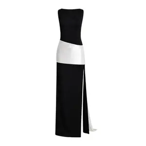 OSCARMORRIS Black / White Chloe Black Dress - Black/white