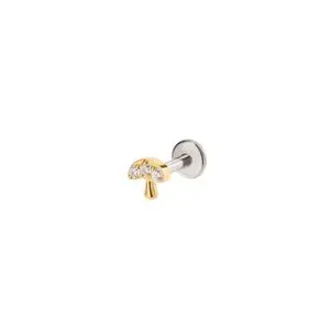 VANCHI Crystal Mushroom Threadless Flat Back Titanium Cartilage Stud