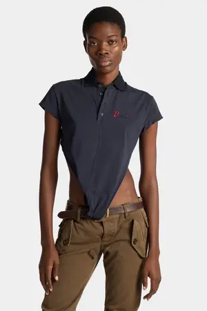 Dsquared2 Deep Cut Polo Shirt - Navy