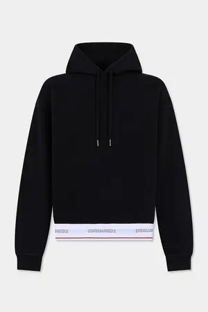 Dsquared2 Relaxed Fit Hoodie With Logo Band - Black