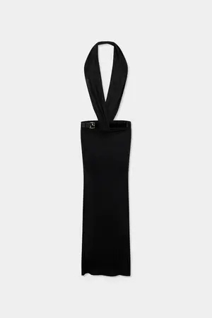 Dsquared2 Deep Cut Shiny Viscose Jersey Long Dress