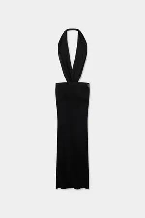 Dsquared2 Deep Cut Shiny Viscose Jersey Long Dress