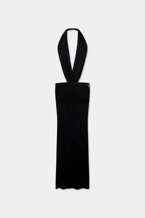 Dsquared2 Deep Cut Shiny Viscose Jersey Long Dress