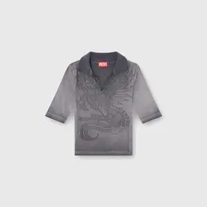 DIESEL® Slim Fit Polo With Dévoré Print - Grey