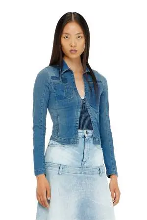 DIESEL® One-button Denim Shirt With Patch Effects